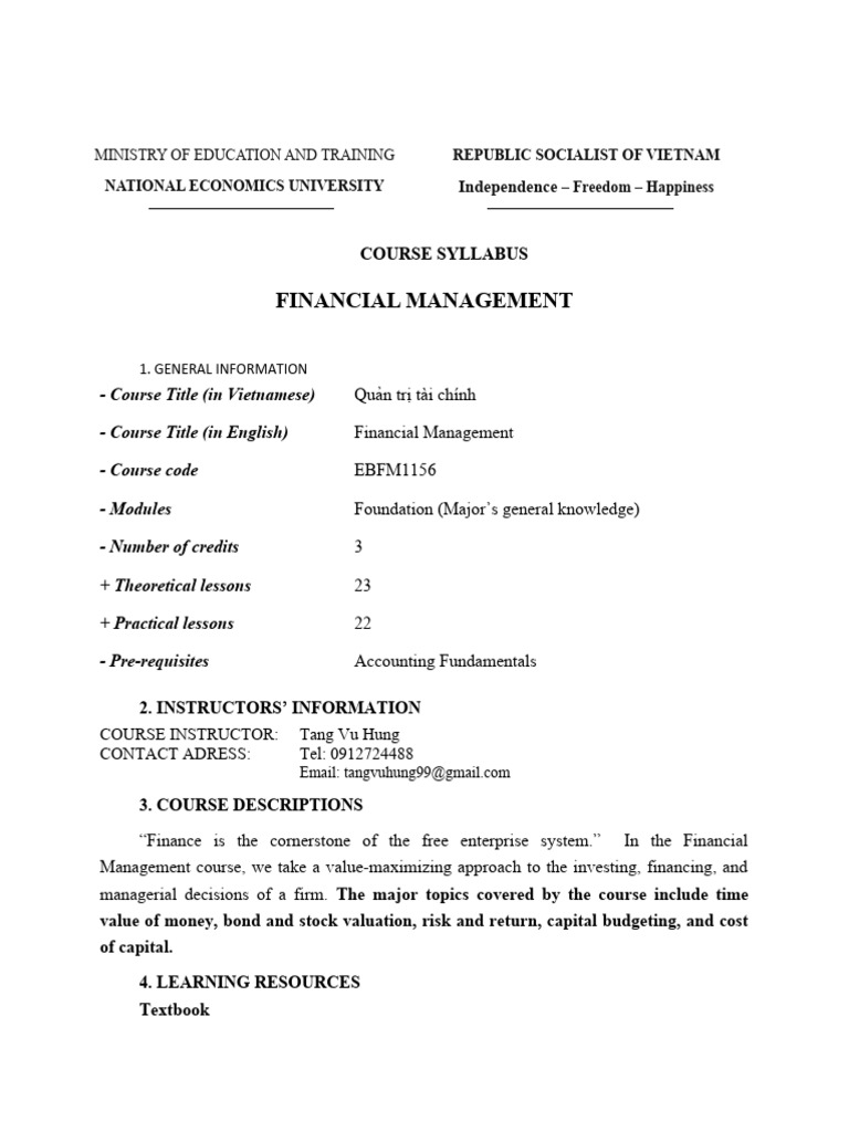 Financial Management - Syllabus - ACBSB | PDF | Net Present Value ...