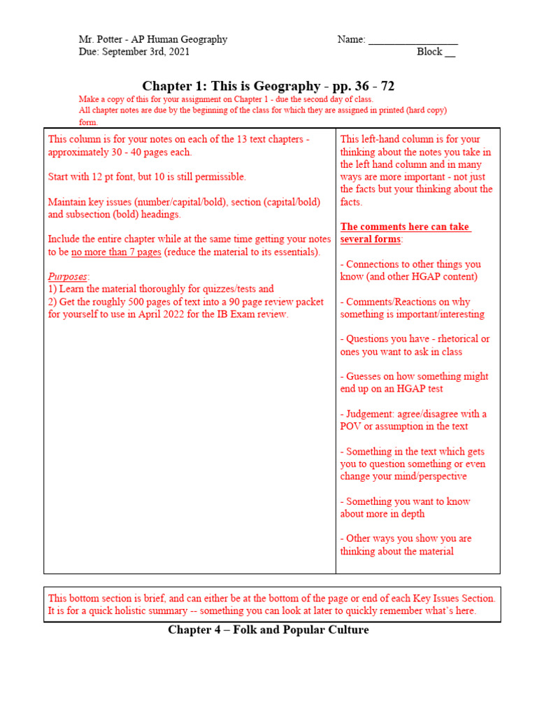 Ch. 4 - Cornell Notes Template | PDF | Folklore | Popular Culture