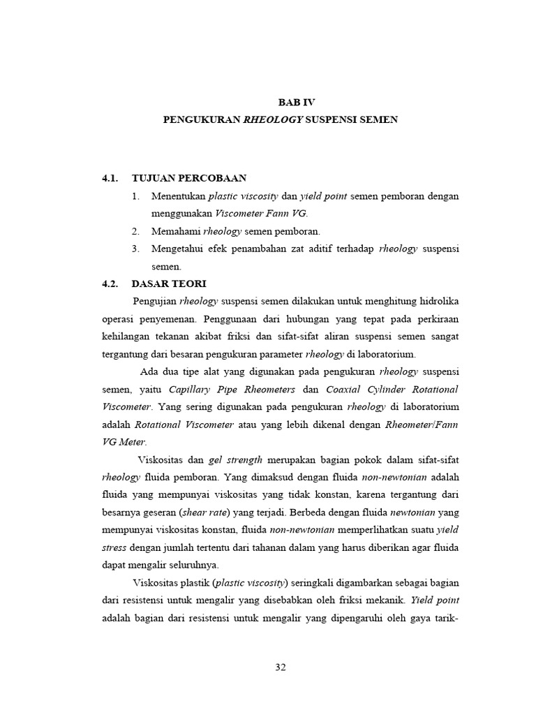 Bab 4 (Fix) - Pengujian Rheology Suspensi Semen | PDF