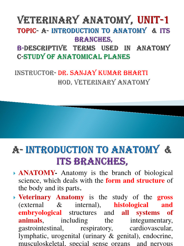 Introduction, Branches, Terms of Anatomy and Study of Anatomical Planes ...