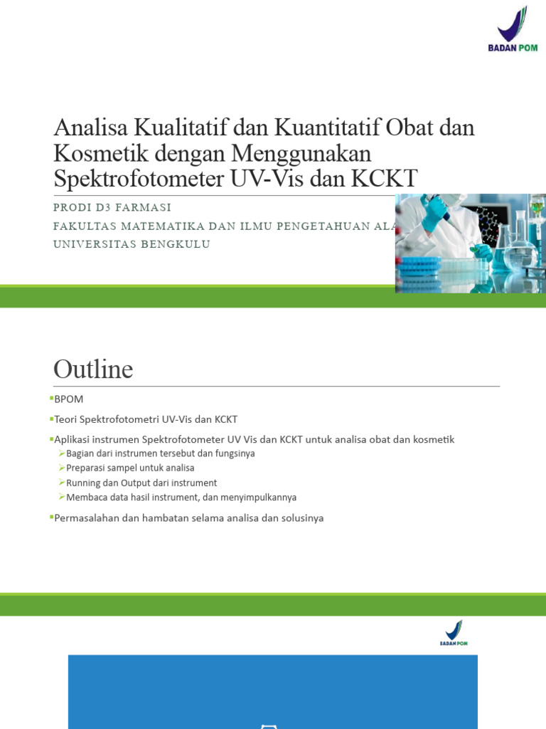 Analisa Kualitatif Dan Kuantitatif Obat Dan Kosmetik Dengan Spektro Dan ...