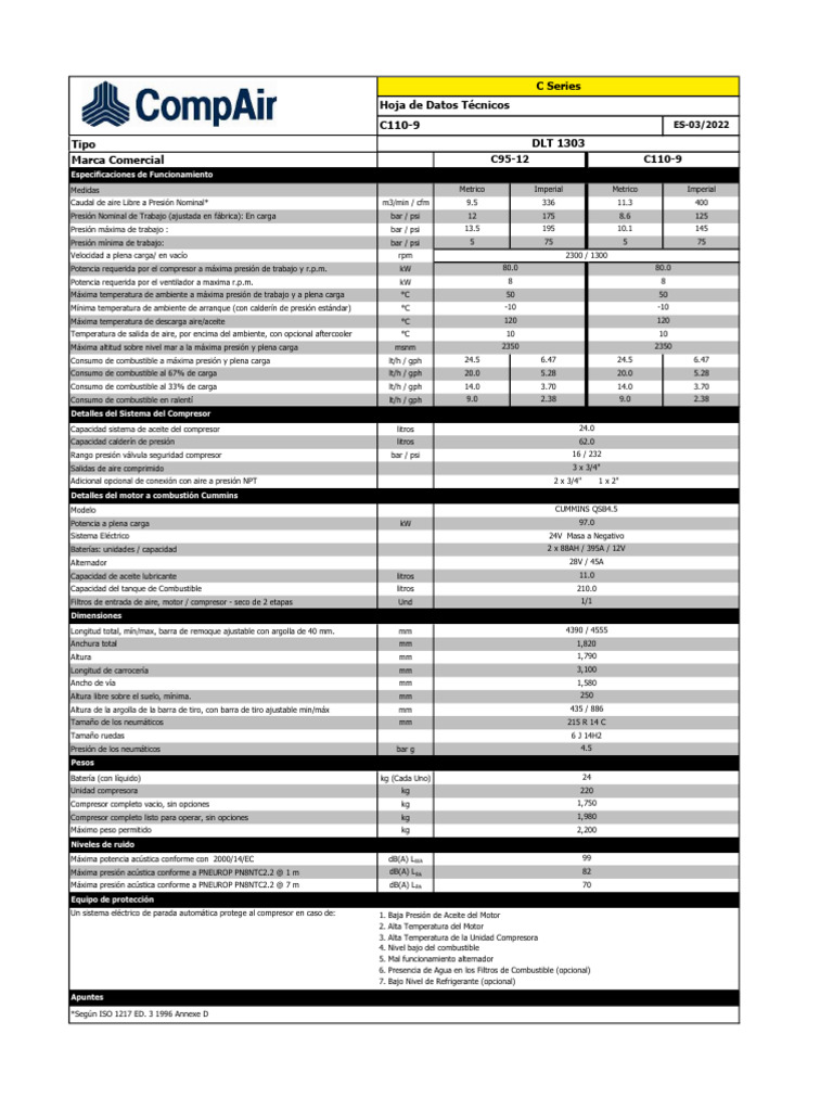 C110-9 DLT 1303 - Data Sheet - 03-2022 | PDF | Vehículos | Vehículo de motor