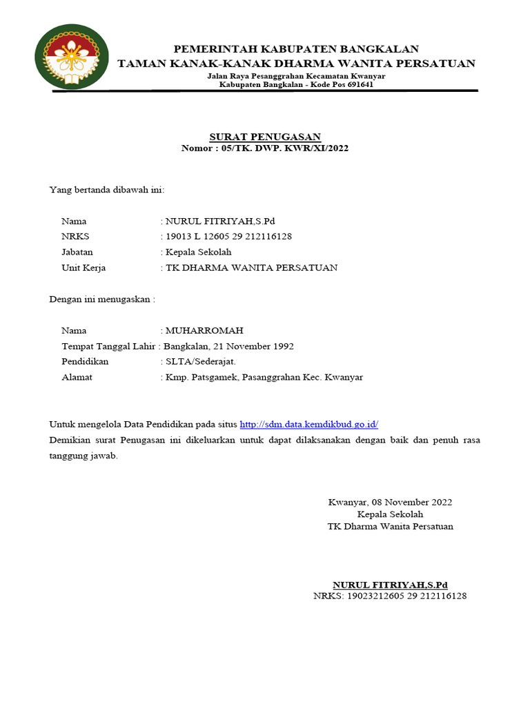 Surat Tugas Dharma Wanita | PDF