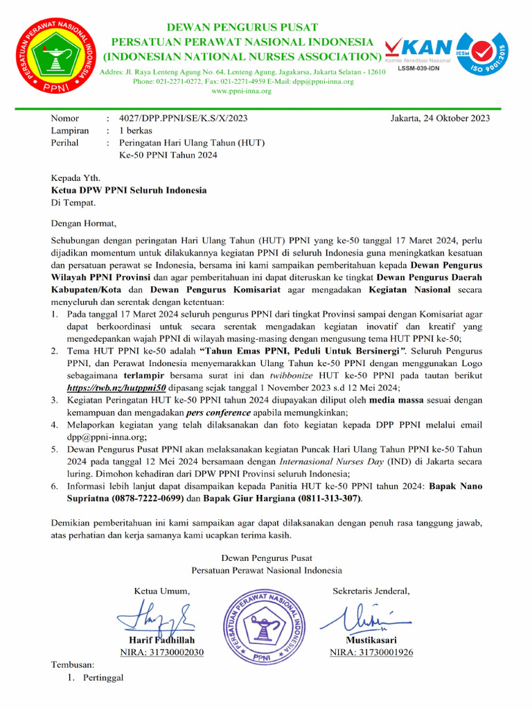 4027-SE-DPW-HUT PPNI Ke-50 - 001 | PDF