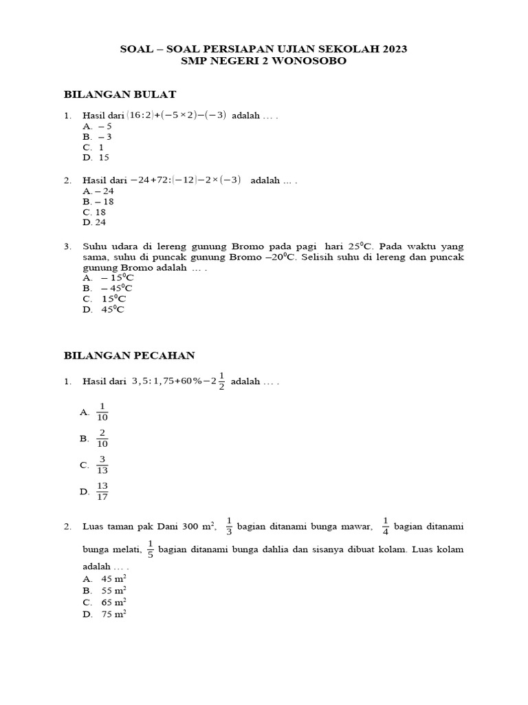 SOAL PERSIAPAN Ujian Sekolah 2022 | PDF