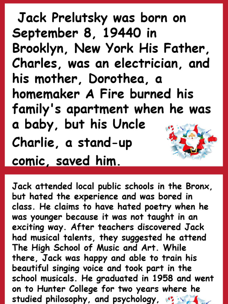 Jack Prelutsky Biography | PDF