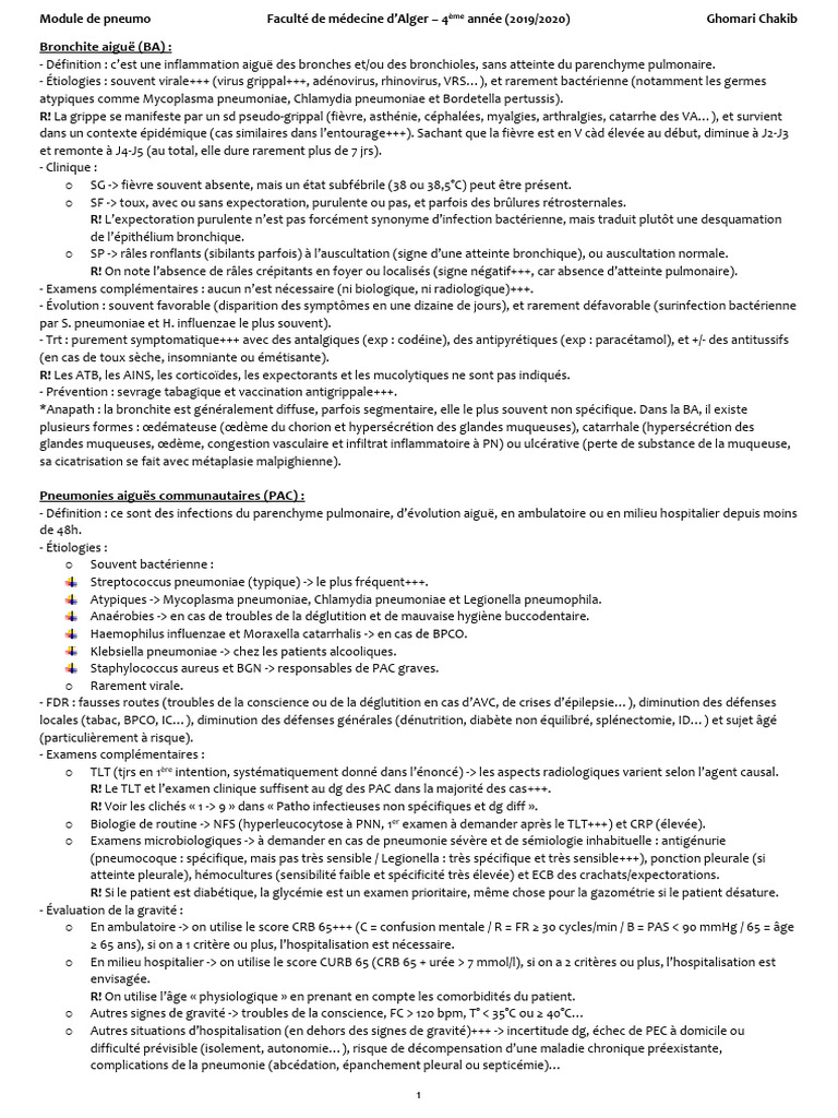 Bronchite et pneumonies aiguës : guide clinique | PDF | Tuberculose ...