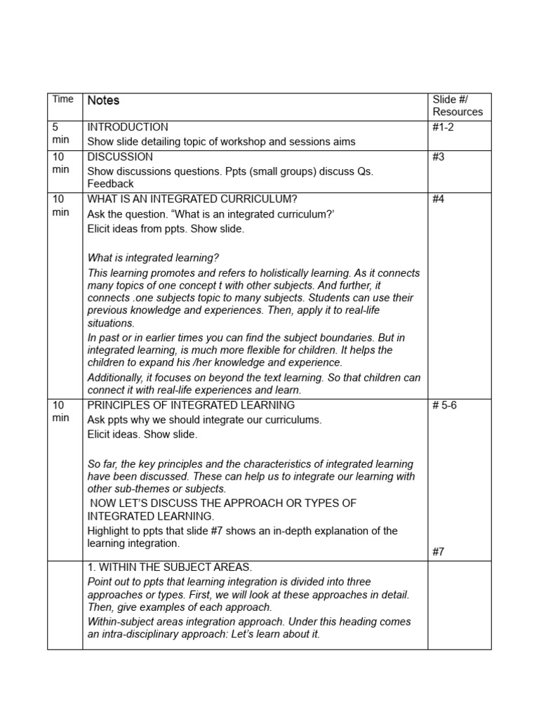 Types of Integrated Learning Approaches | PDF | Learning | Teachers