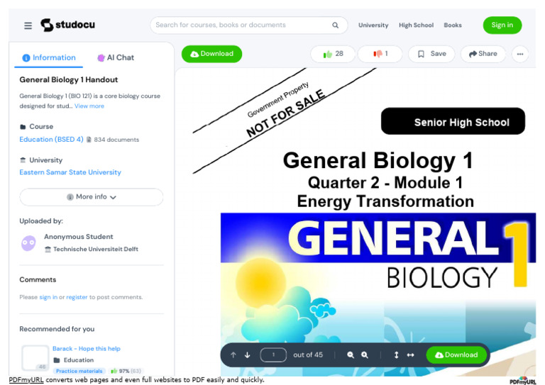 Biology Energy Transformation Module | PDF