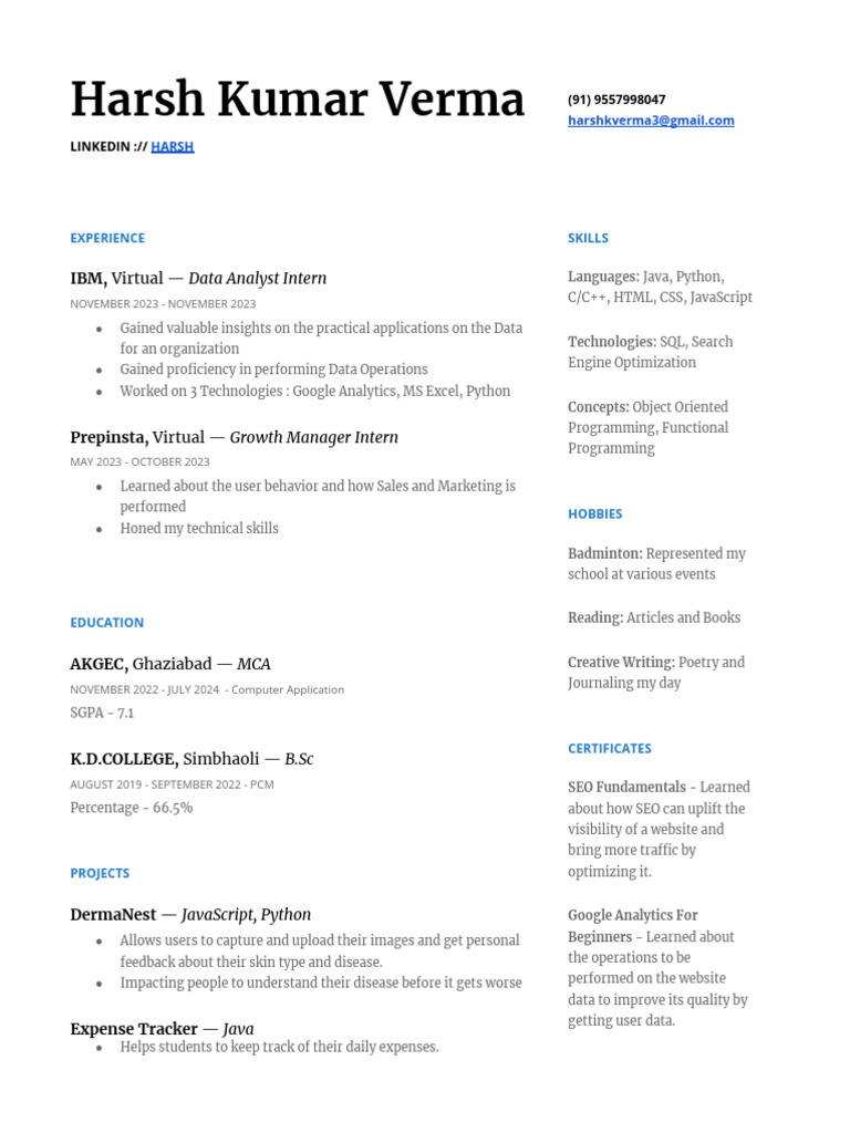Harsh Kumar Verma: IBM, Virtual - Data Analyst Intern | PDF | Search Engine Optimization | Analytics
