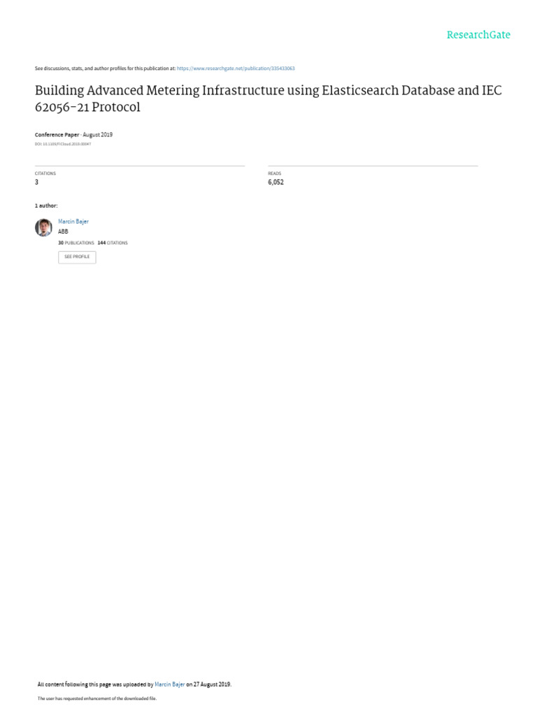 Building Advanced Metering Infrastructure Using Elasticsearch Database ...