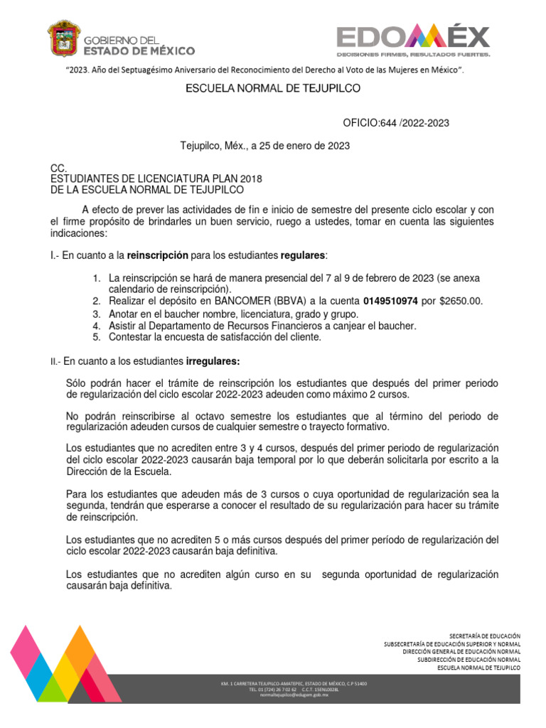 Circular de Fin de Semestre | PDF