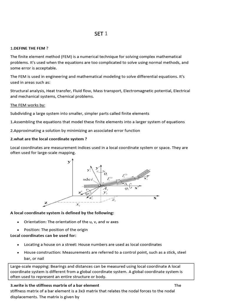 Fem Short Answers Pdf Cartesian Coordinate System Finite Element