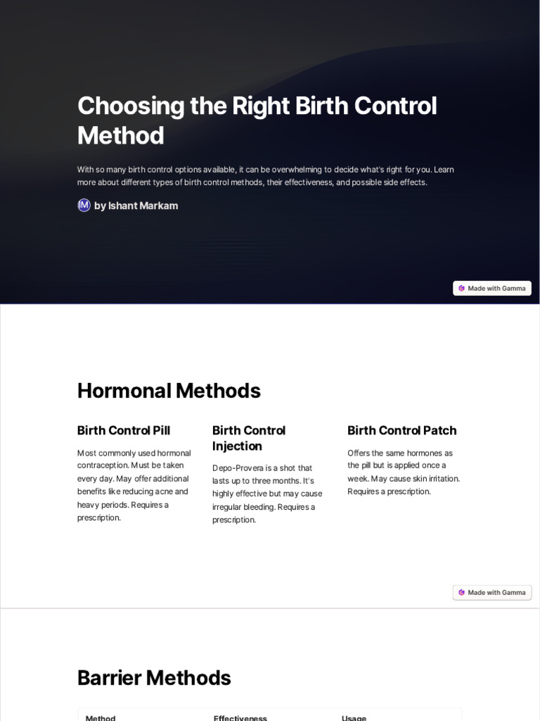 Choosing The Right Birth Control Method | PDF | Birth Control | Human ...