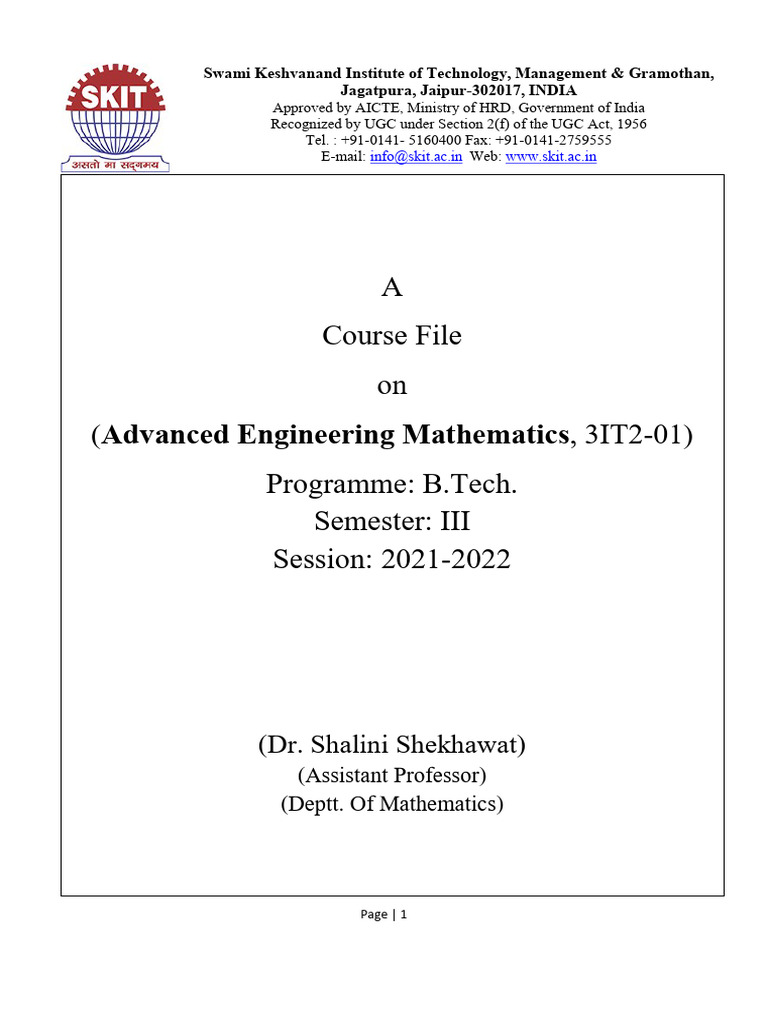 Advanced - Engineering - Mathematics - Dr. Shalini Shekhawat | PDF ...