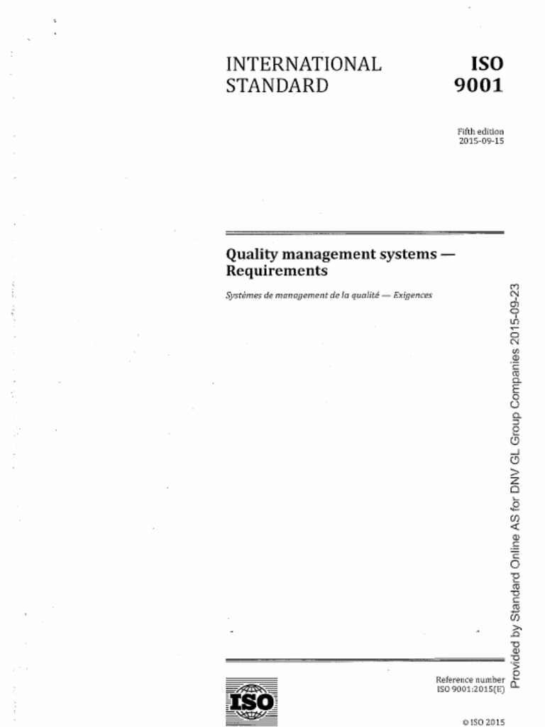 ISO 9001 - 2015 Standard | PDF