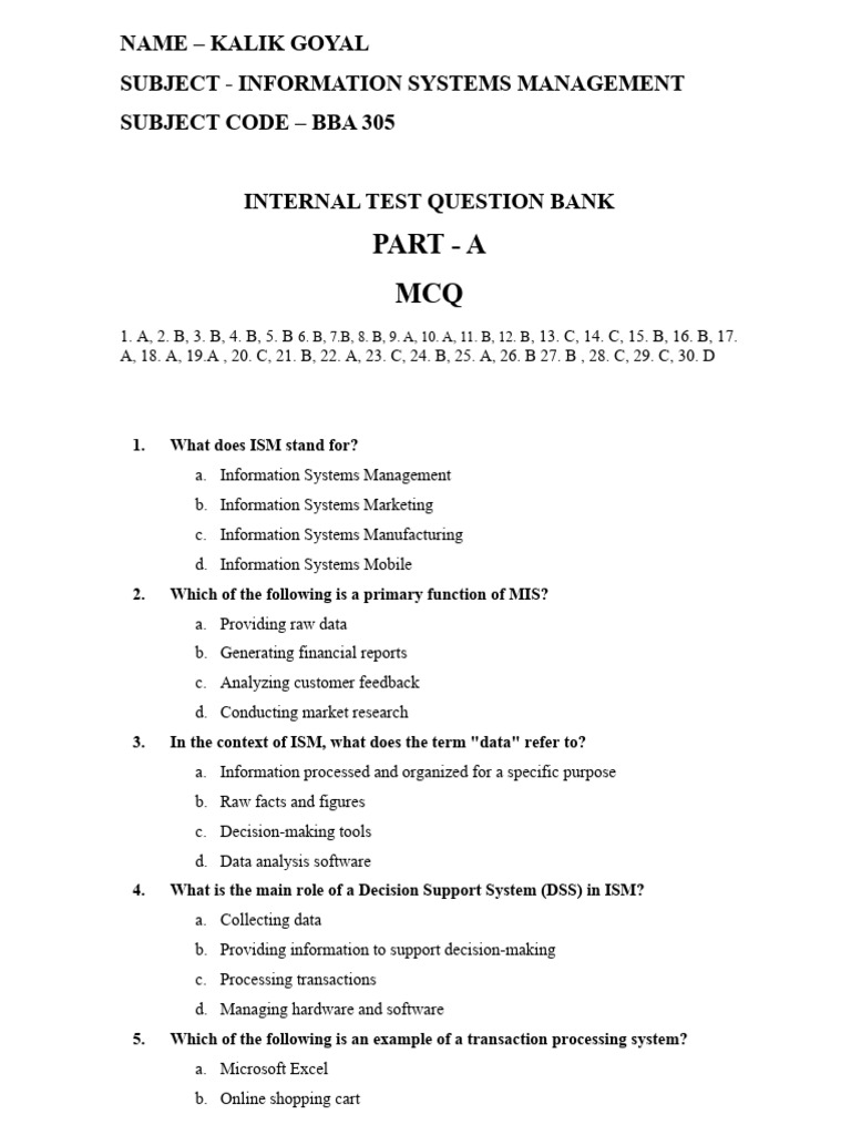 Question Bank Ism | Download Free PDF | Databases | Enterprise Resource Planning
