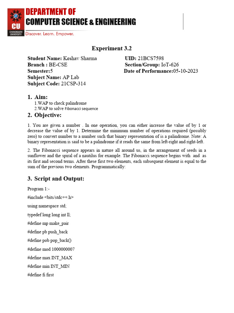 Ap Exp 3.2 - Alasso | PDF | Sequence | Mathematics