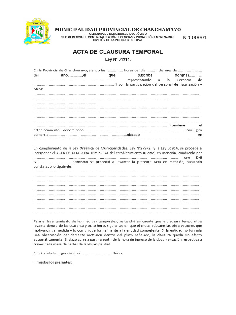 Acta de Medida Temporal | PDF | Gobierno