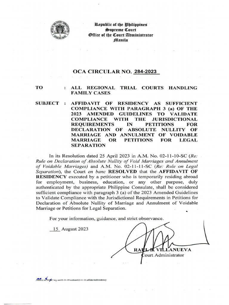 OCA Circular No. 284 2023 | PDF