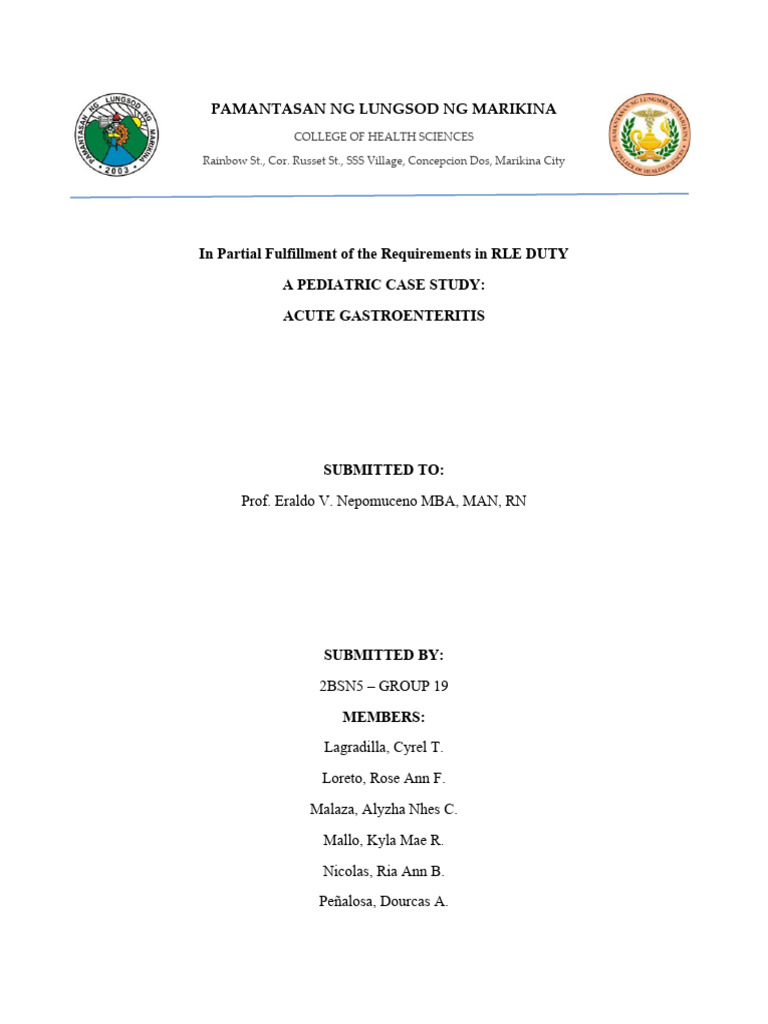 Case Study - Acute Gastroenteritis - Group 3 | PDF | Human Digestive ...