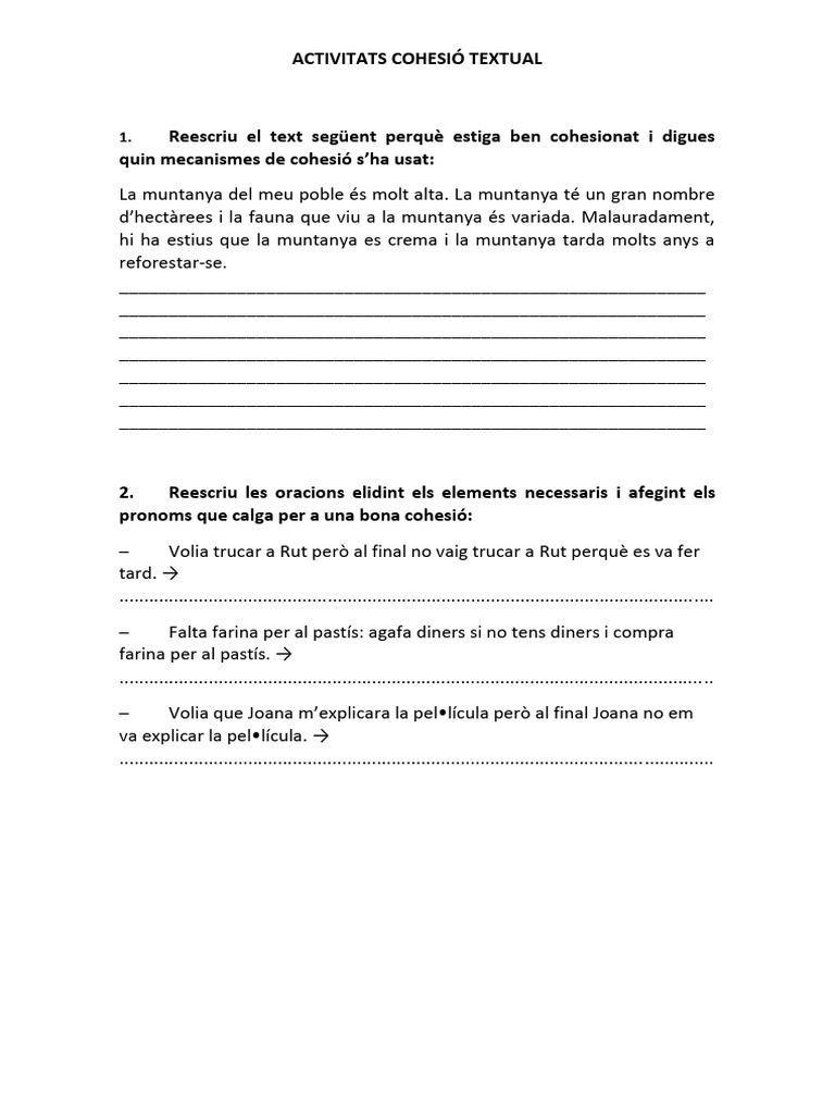 Act. Cohesió Textual | PDF