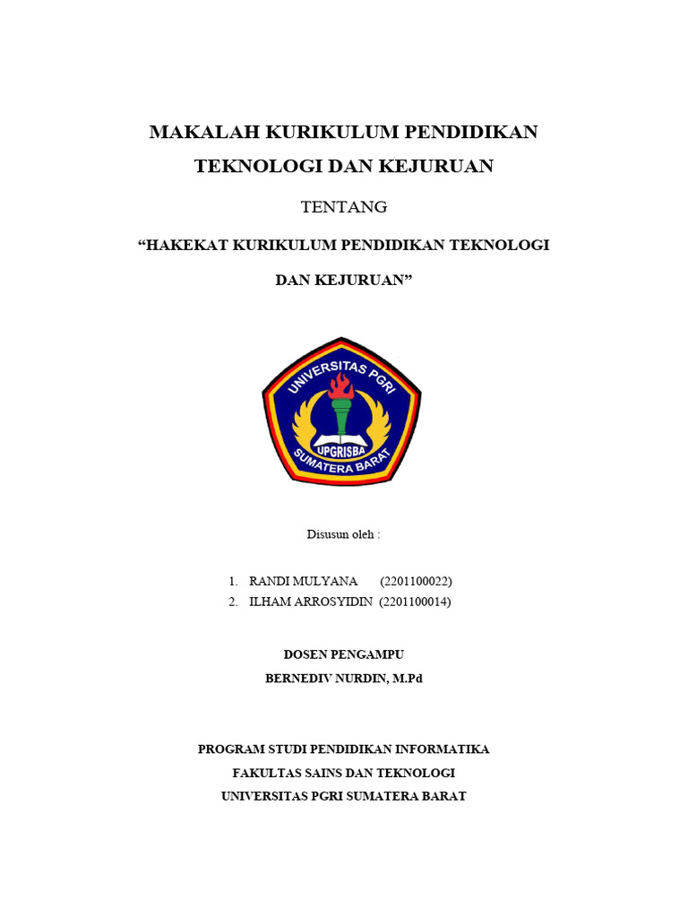 Hakekat Kurikulum Pendidikan Kejuruan | PDF | Karier & Perkembangan | Seni