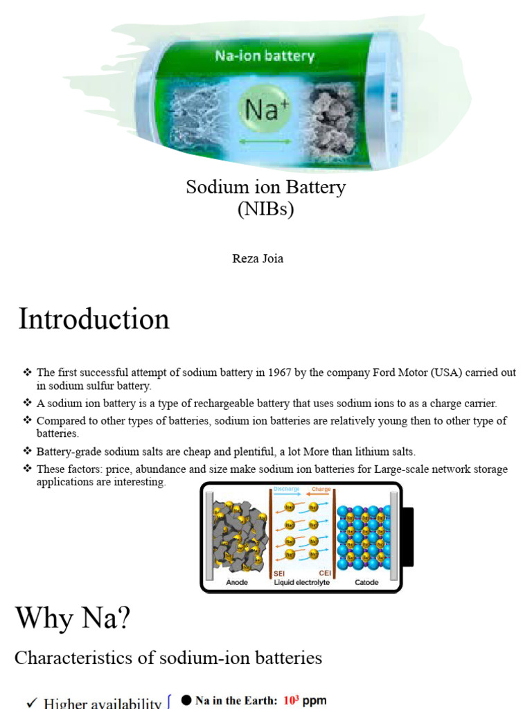 Sodium Ion Battery (NIBs) | PDF | Rechargeable Battery | Anode