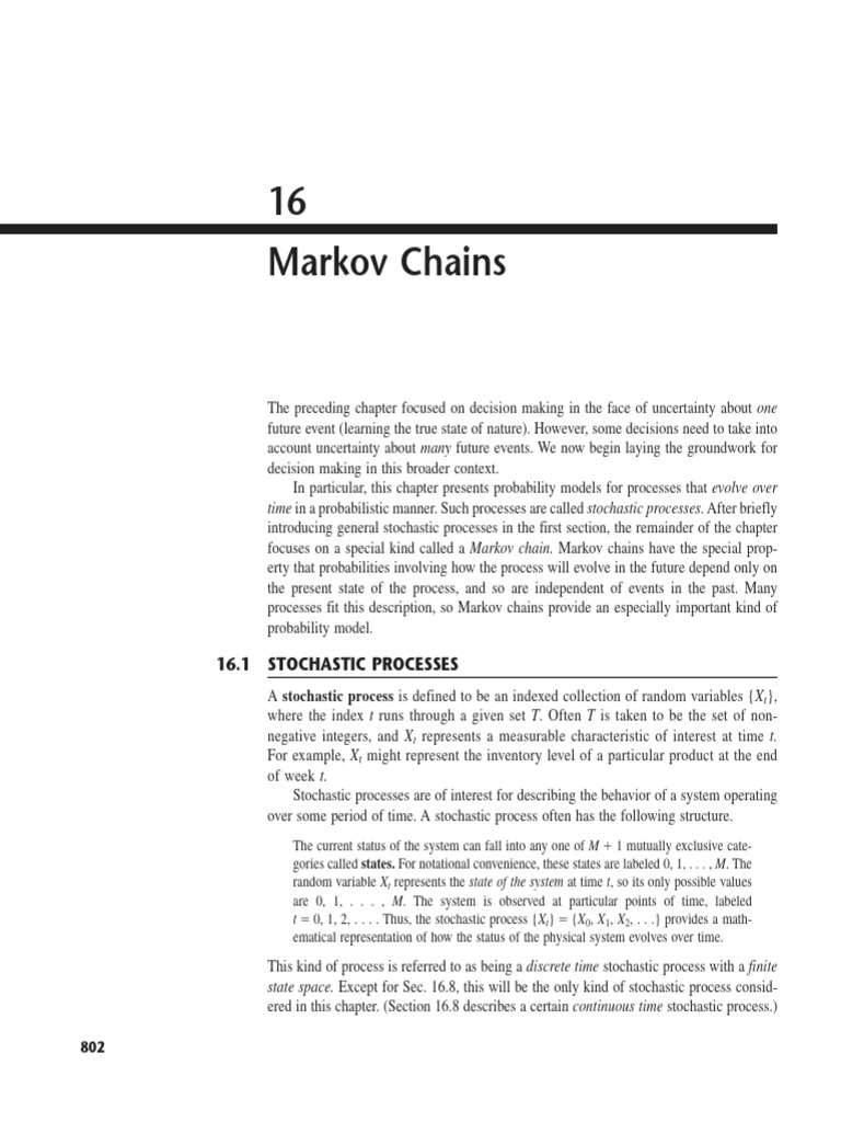 16 Markov Chains: 16.1 Stochastic Processes | PDF | Markov Chain ...