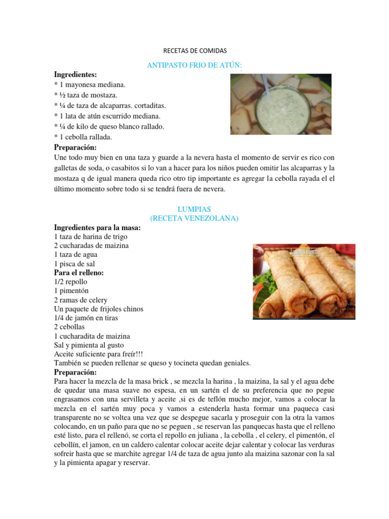 Recetas de Comidas | PDF | Postres | Huevo como alimento