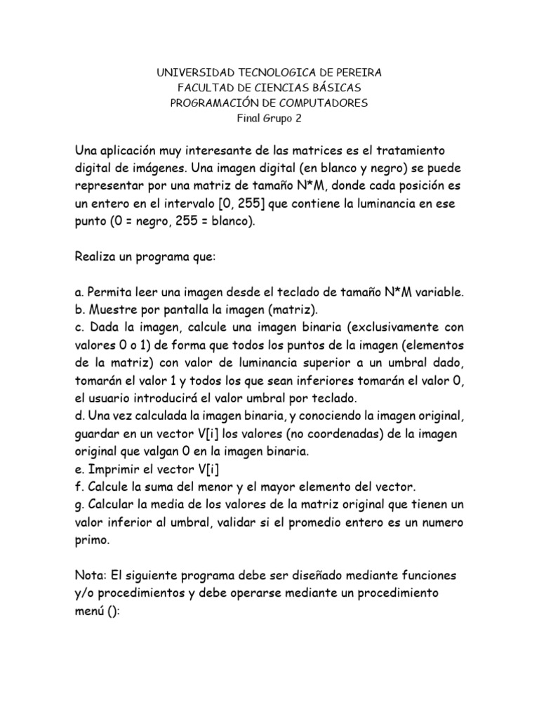 Final Programación de Computadores G2 | PDF