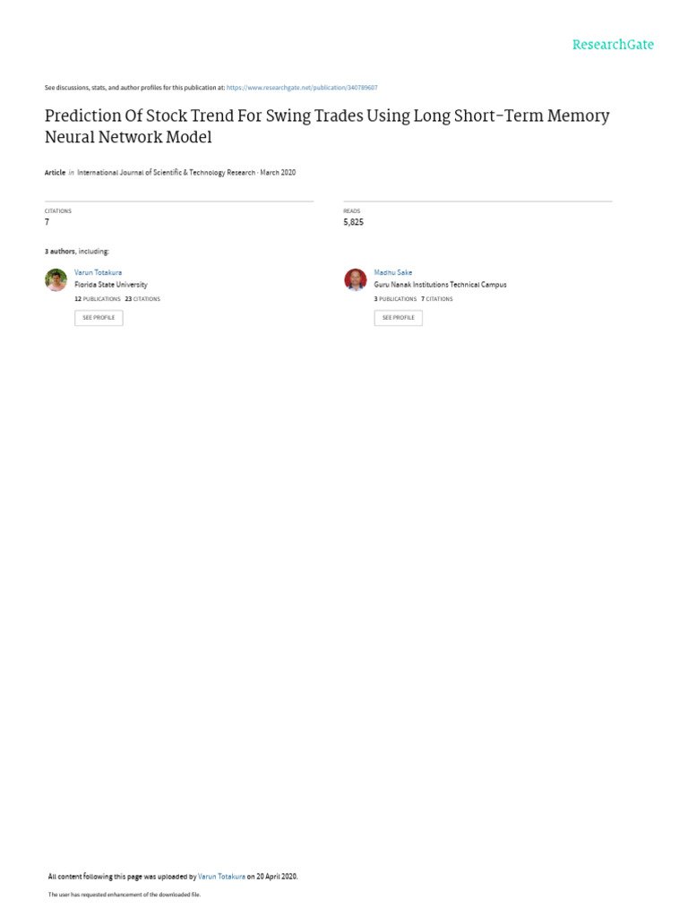 Prediction of Stock Trend For Swing Trades Using Long Short Term Memory Neural Network Model ...