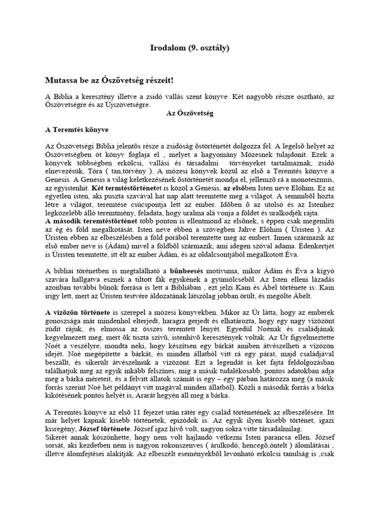 Irodalom 9. Évf Kisérettségi | PDF