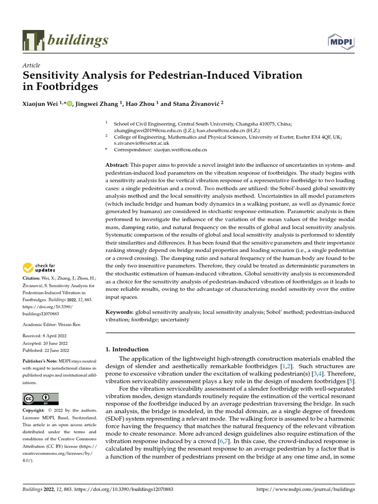 Sensitivity Analysis For Pedestrian-Induced Vibration | PDF ... Sensitivity Analysis For Pedestrian-Induced Vibration | PDF ...