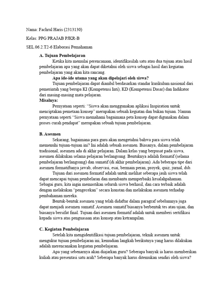 Contoh - Elaborasi Pemahaman | PDF