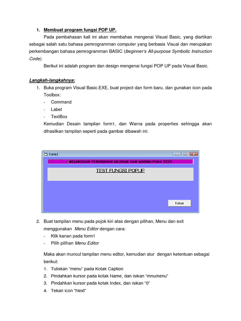 Latihan Fungsi POP UP | PDF