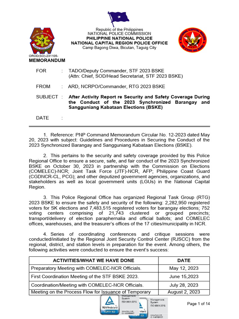 Ncrpo After Activity Report Re - Bske (Updated 11-5-2022) | PDF ...
