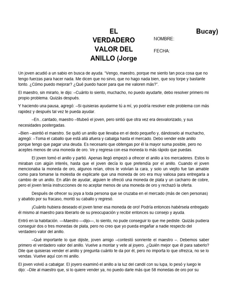 Copia de Cuento Anillo Con Actividades | PDF