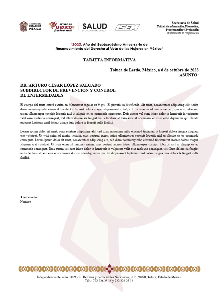 Tarjeta Informativa | PDF