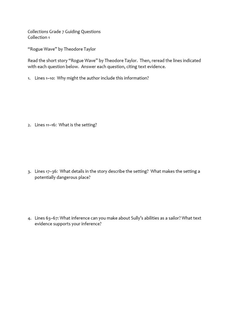 Michael Downey - Collections Grade 7 Guiding Questions 1-4 | PDF ...