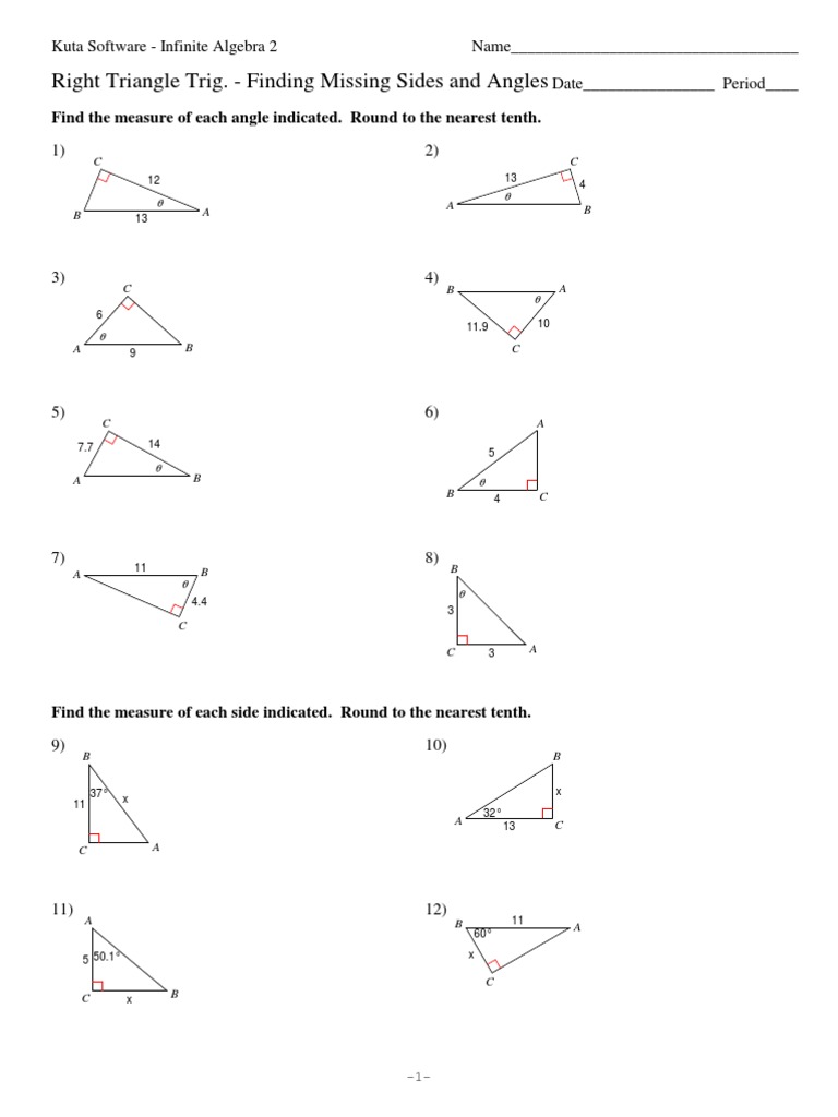 Right Triangle Trig: Missing Sides & Angles | PDF | Teaching Methods ...
