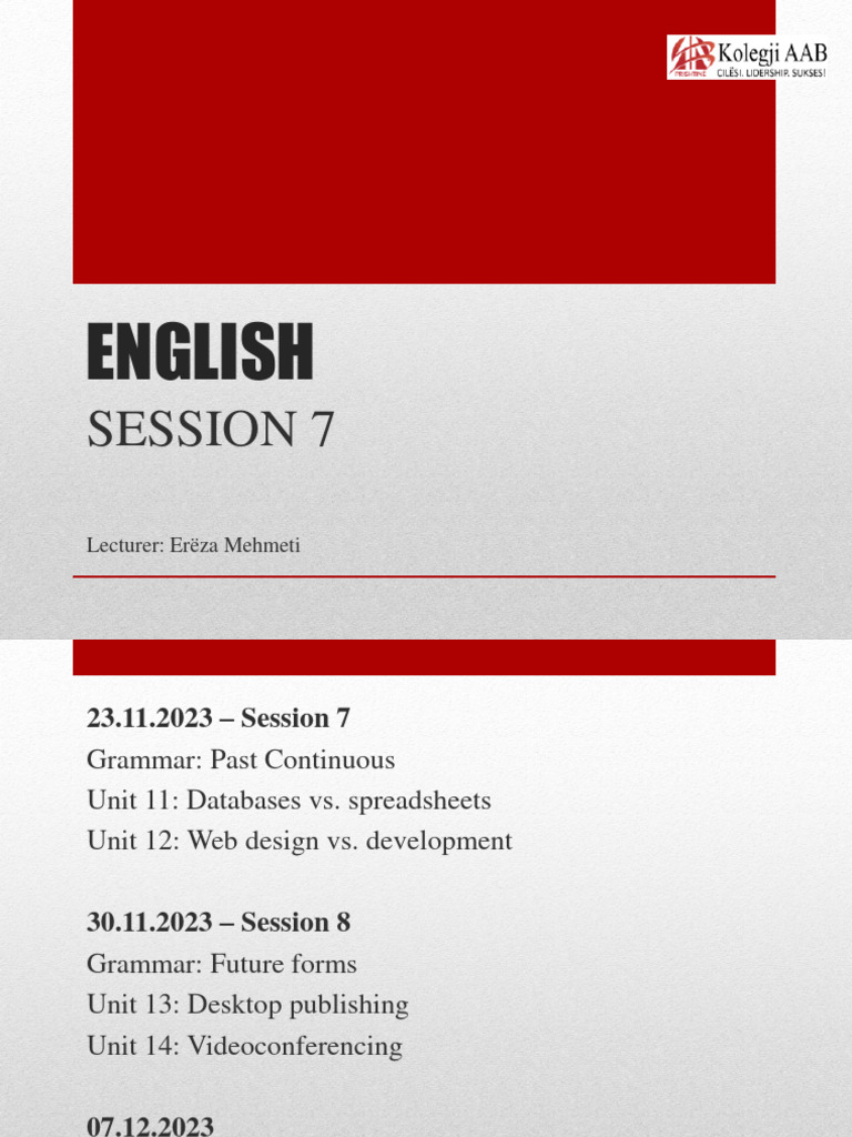 English: Session 7 | PDF