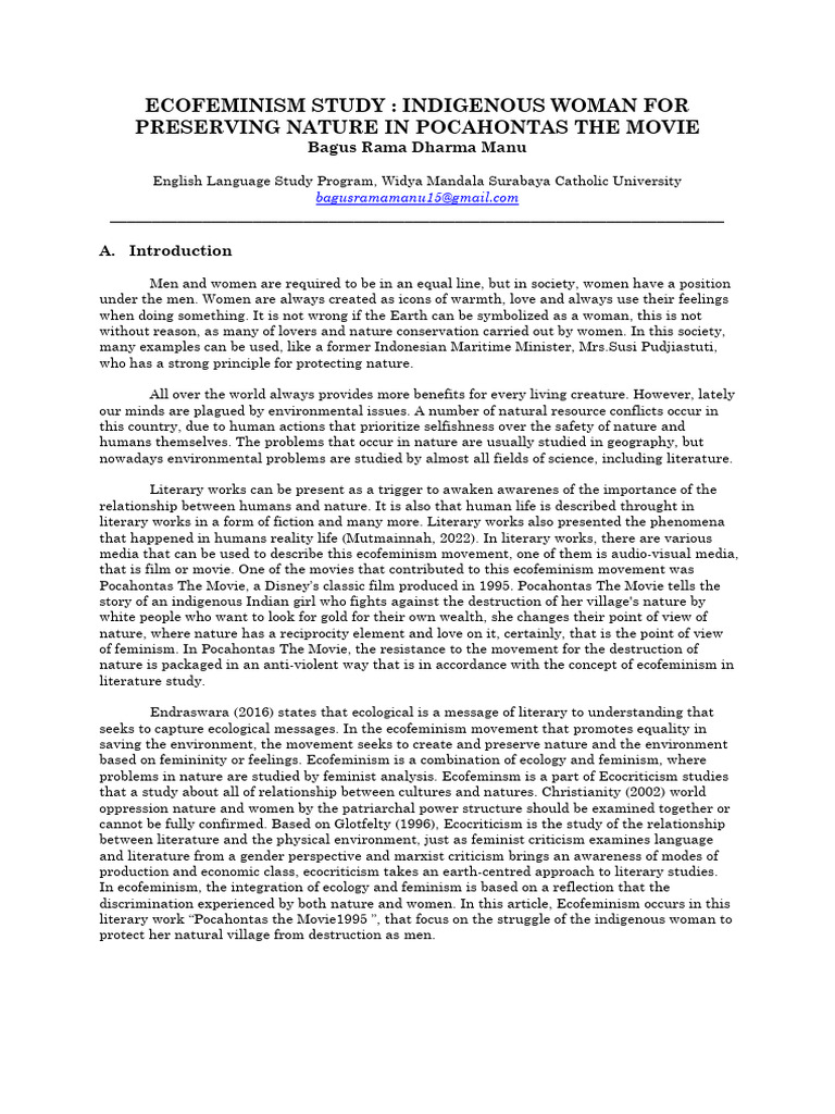 Bagus Rama Dharma Manu - Article Project - Pocahontas | PDF | Feminism ...