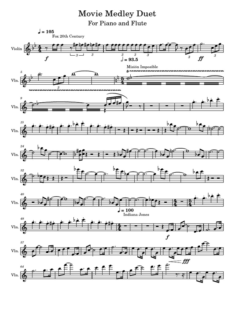 Movie Medley Duet Violin V3 | PDF