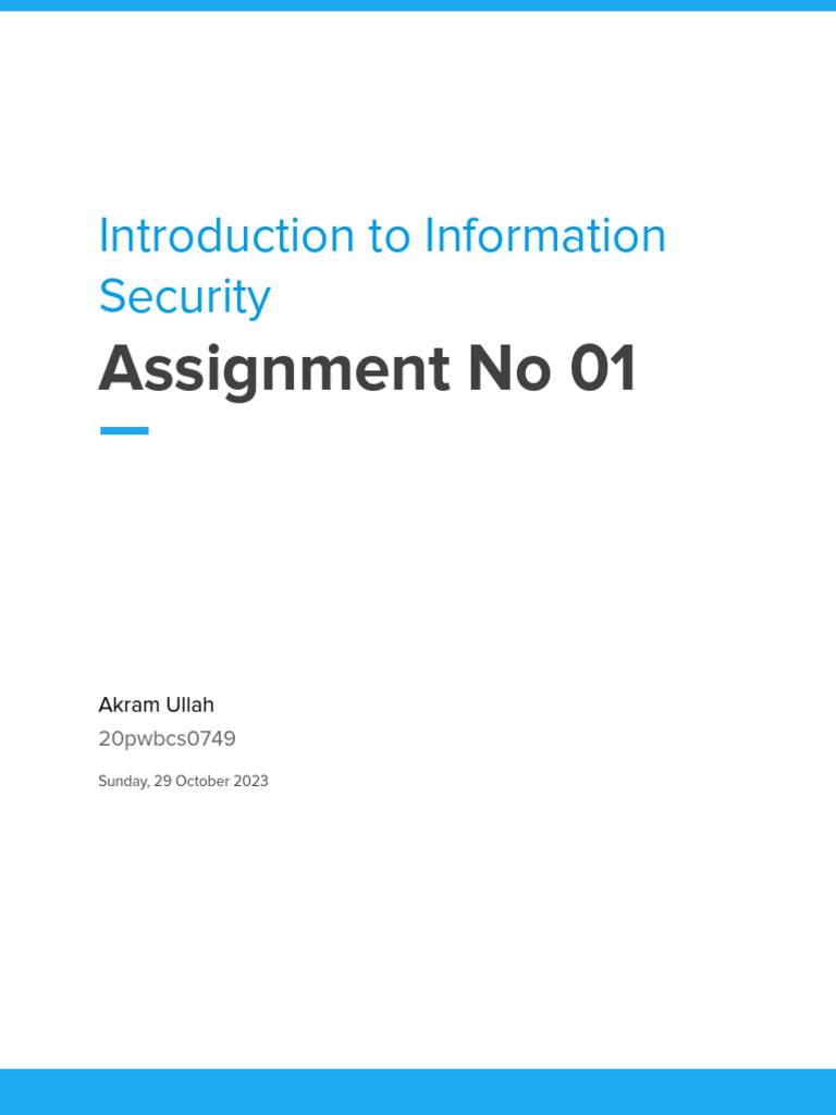 Assignment No1 by AkramUllah | PDF | Information Security | Encryption