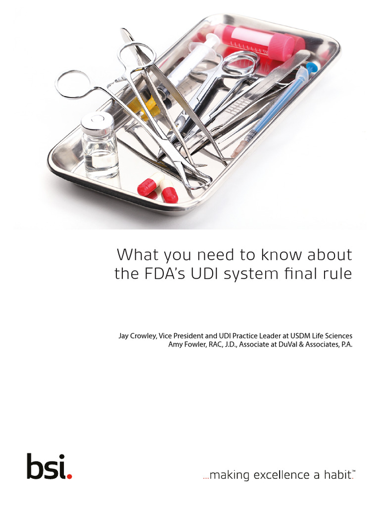 Bsi Md Fda Udi System Final Rule Whitepaper Pdf Medical Device