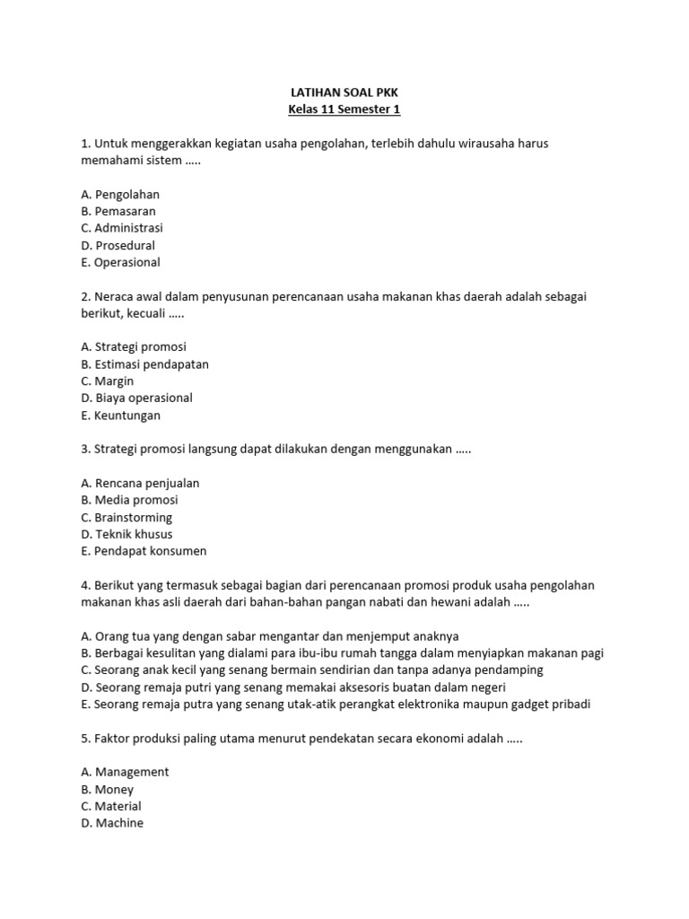 Latihan Soal PKK | PDF