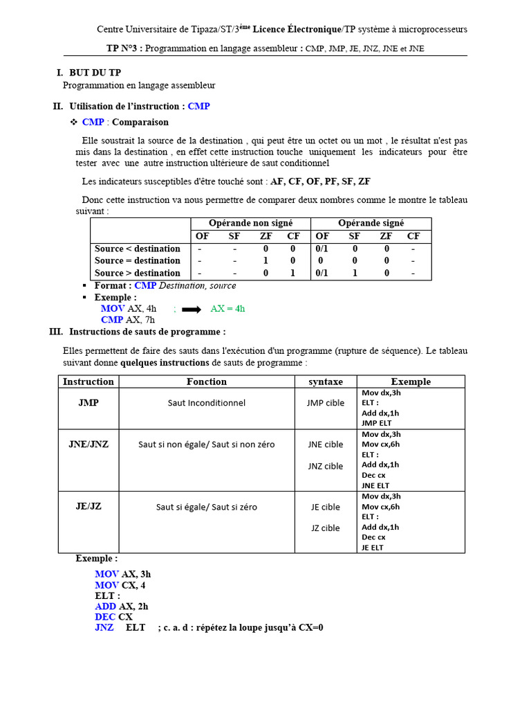 TP3 - Programmation Assembleur Avec EMU8086 | PDF | Assembleur ...