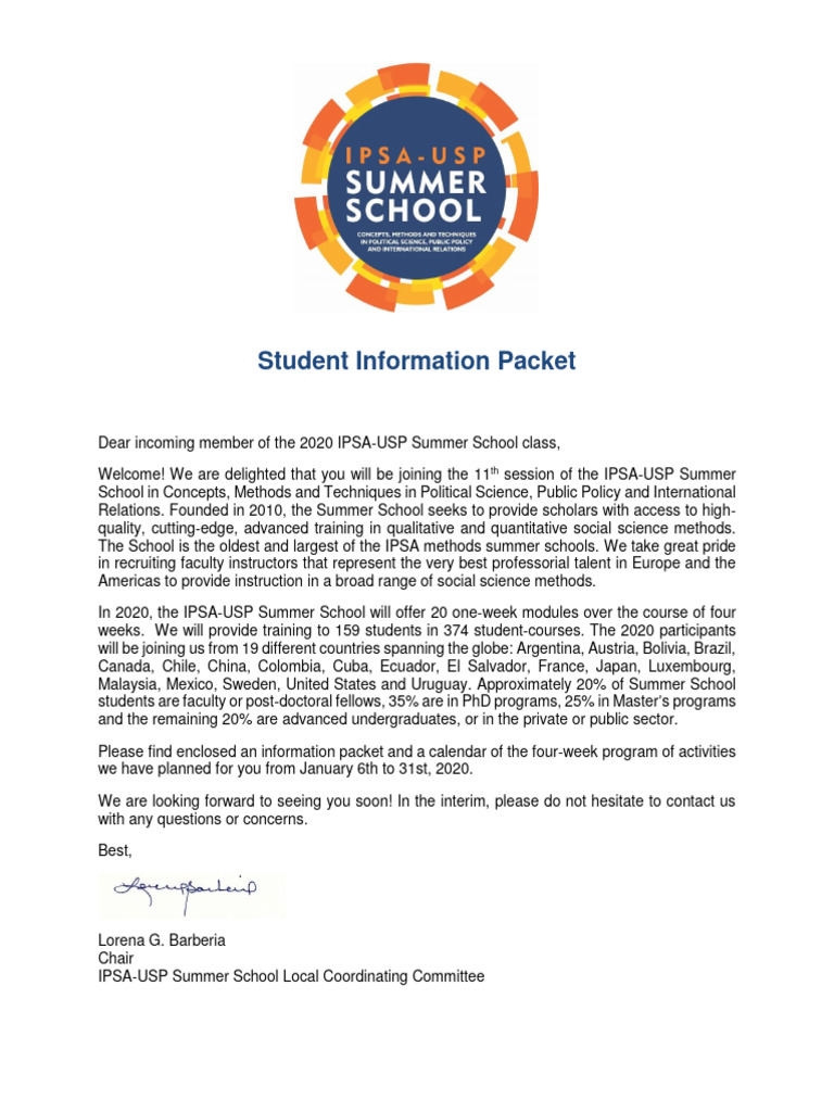 Student Information Packet 2020 | PDF | Meal | Lunch