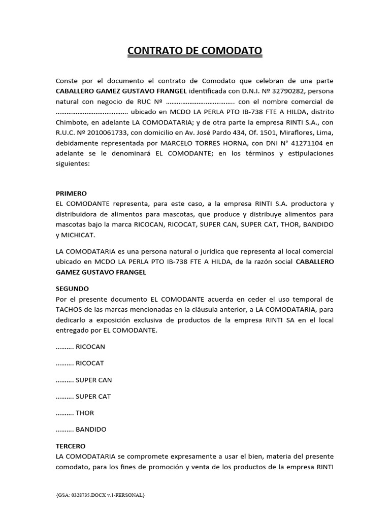 Contrato de Comodato 2 | PDF